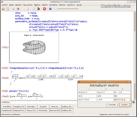 Programa para Álgebra: Maxima - Nestavista